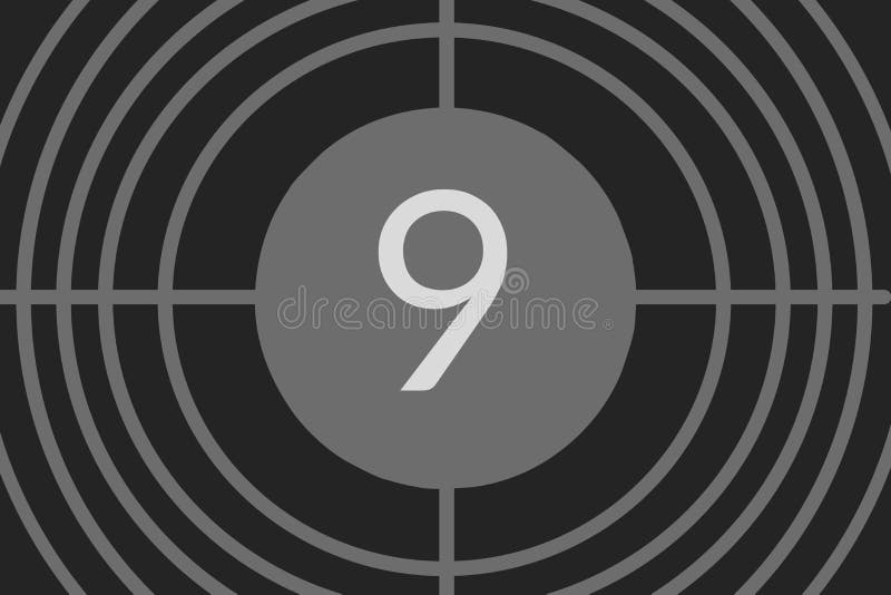 Number Nine on Circle Target with Black Background Stock Illustration ...