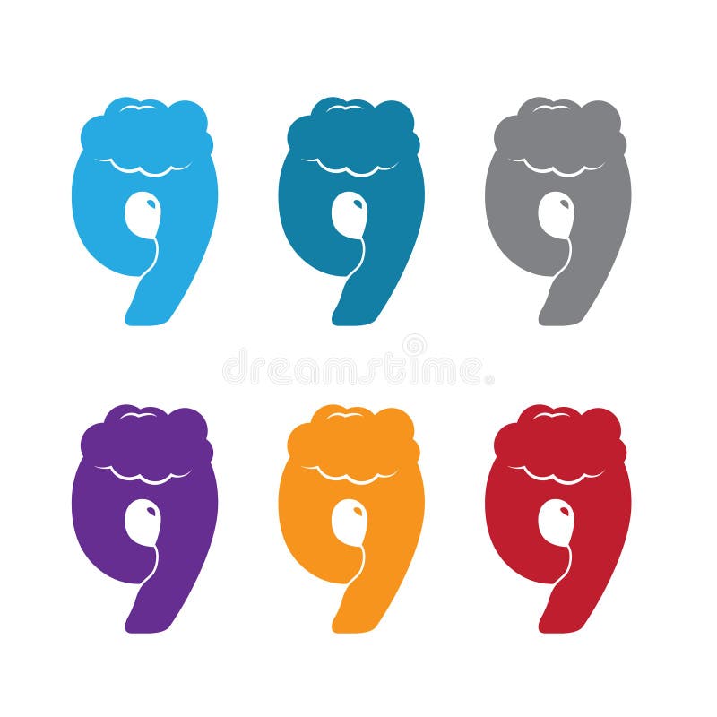 Number Nine with Cloud and Balloon Negative Space Stock Vector ...