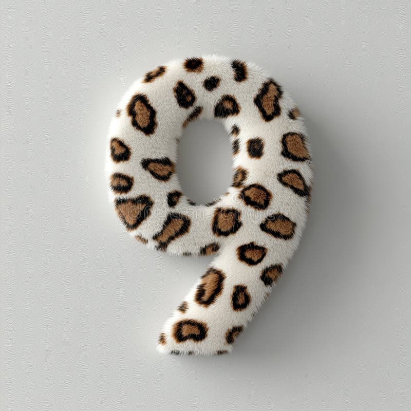 Unique Representation of the Number Nine Crafted from Leopard Fur ...