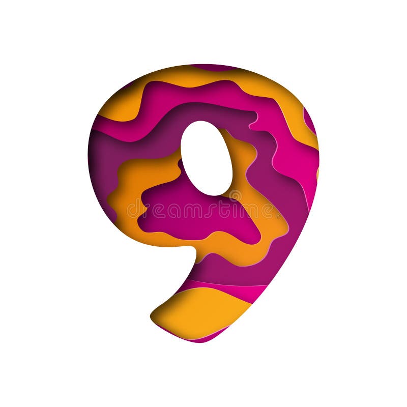 Number Nine, Cut Out Paper. Vector Illustration. Stock Vector ...