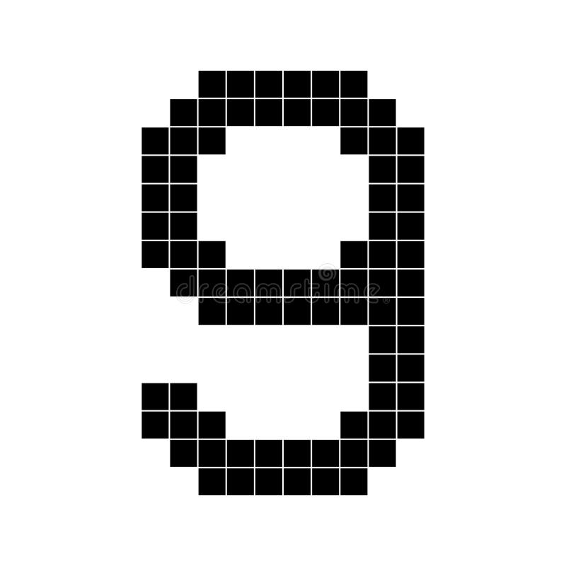 Number 9 Nine 3d Cube Pixel Shape Minecraft 8 Bit Stock Vector ...
