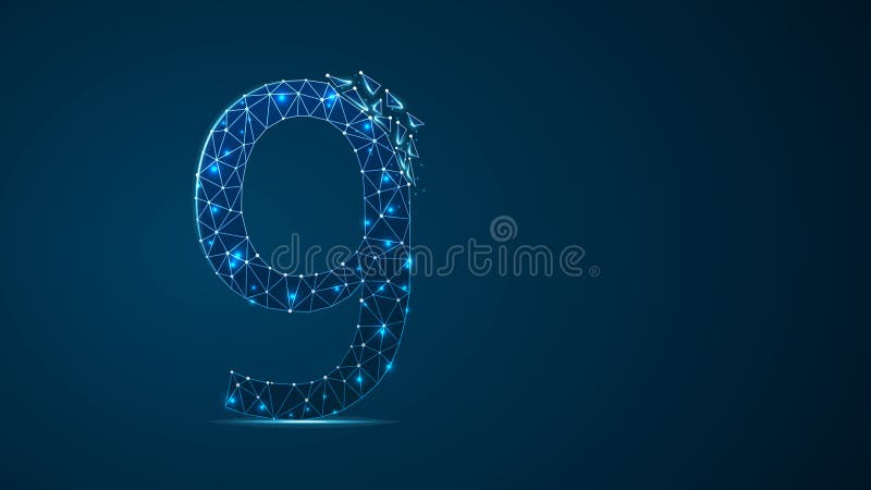 Number Nine 2D Low Poly Abstract Illustration Consisting of Points ...