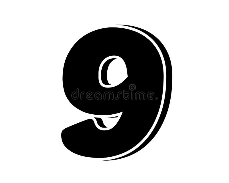 Number 9 Nine 3D with Shadow Effects on White Background Stock ...