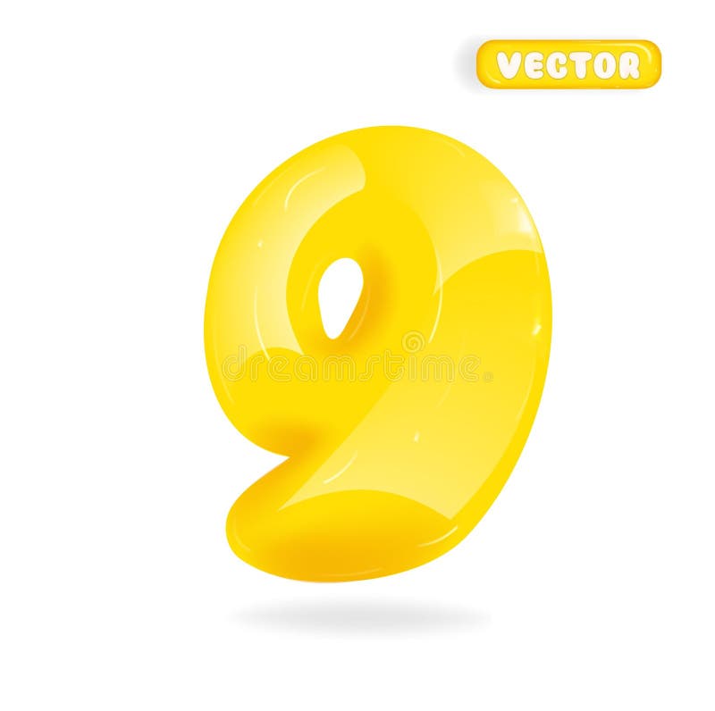 Number Nine in 3d Style. Modern 3d Lettering with Nine 3d on White ...