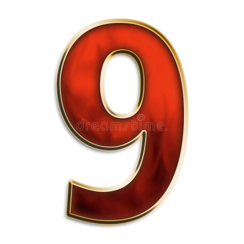 Number nine in fiery red stock illustration. Illustration of liquid ...