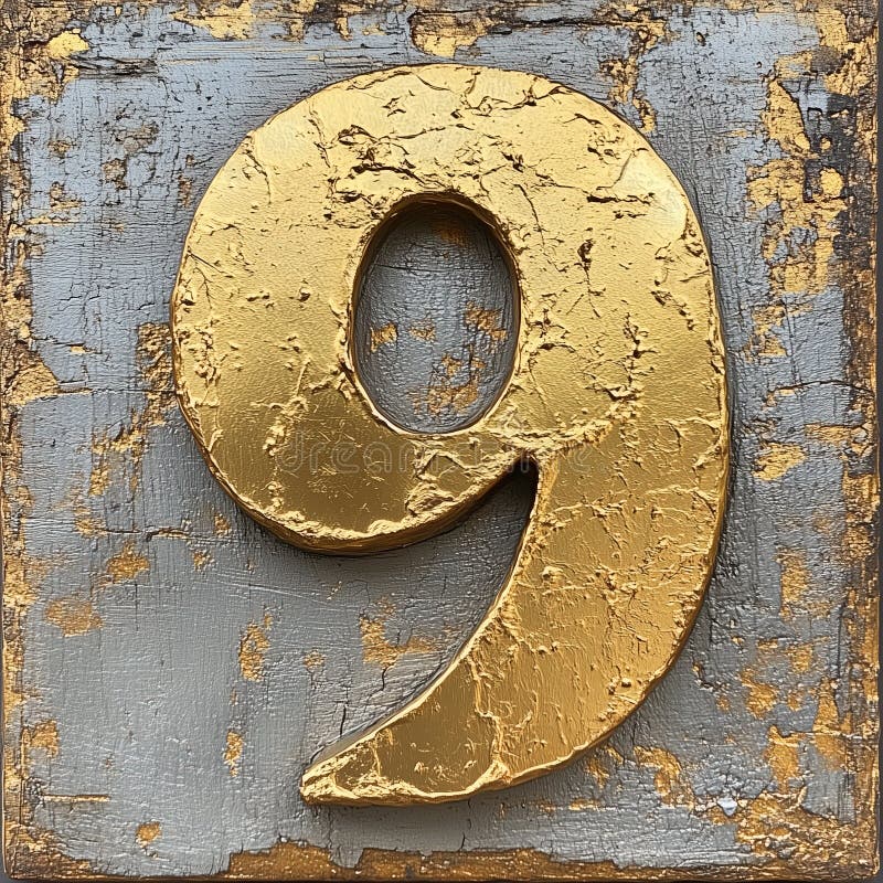 9 Number Nine in Gold, Also Referred To As Nonet or Ennead, Displayed ...