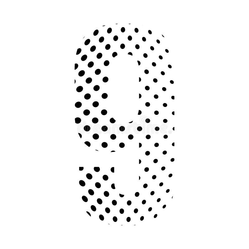 Number Nine, 9 in Halftone. Dotted Illustration Isolated on a White ...