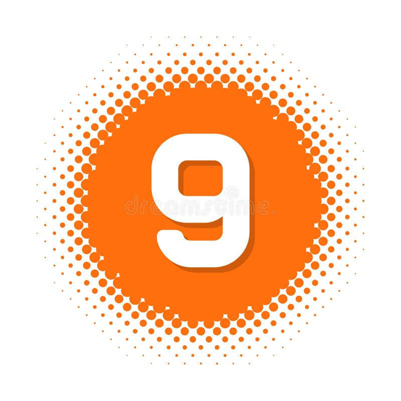 Number Nine on Halftone Round Shape Stock Vector - Illustration of ...