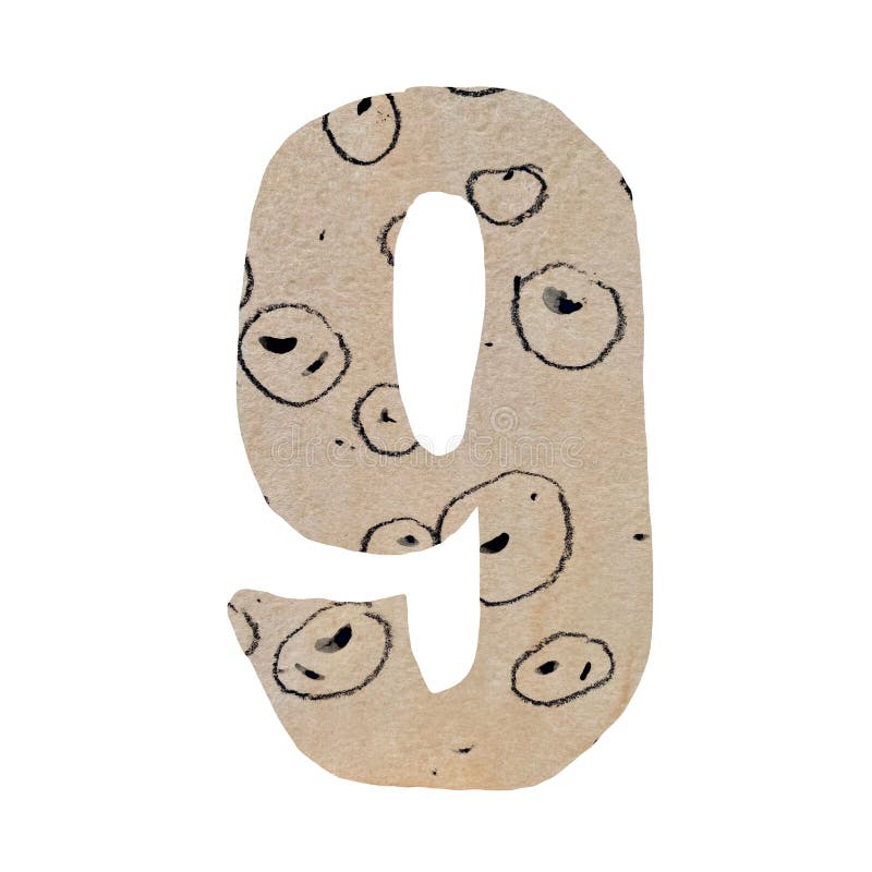 Number Nine Hand Drawn a Watercolor Illustration Stock Illustration ...