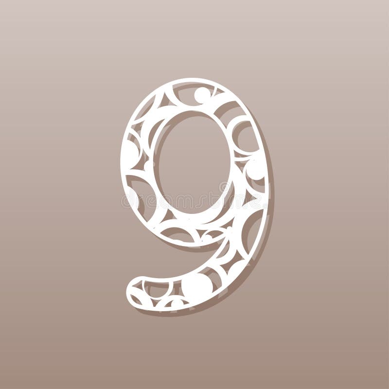 Number Nine for Laser Cutting.a Round Pattern Stock Vector ...