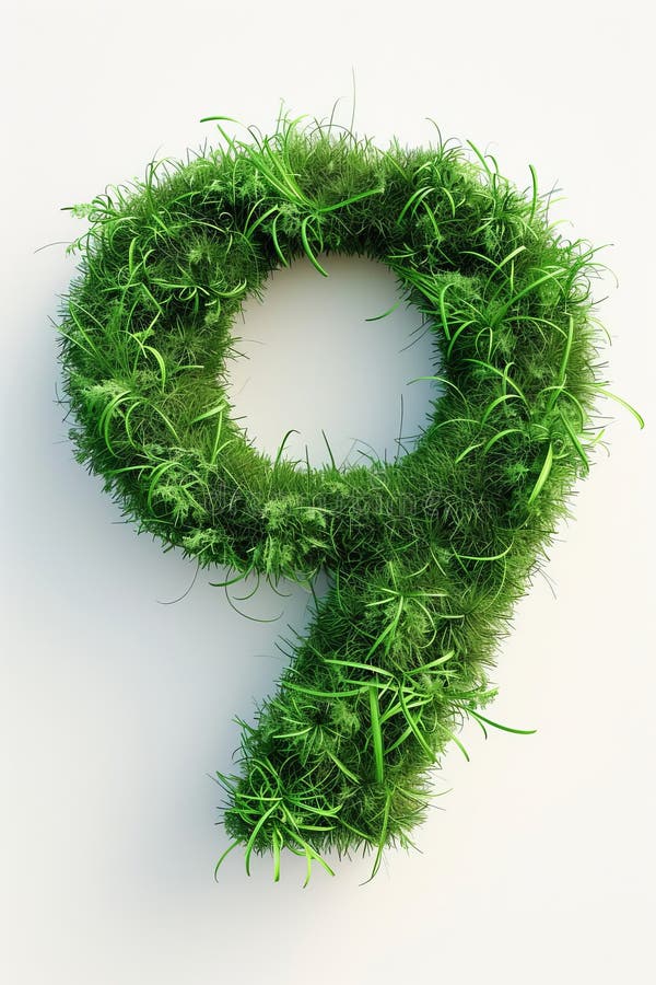 The Number Nine or 9 is Made of Grass, 3D Render, with a White ...