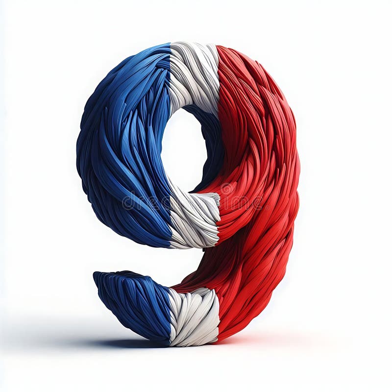 The Number Nine is Made Out of Red, White, and Blue Strings Stock ...