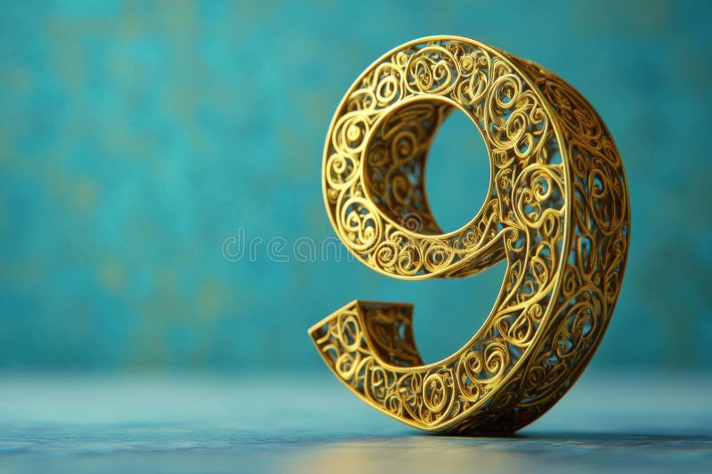 The Number Nine is Made of Paper and Has a Flowery Design Stock ...