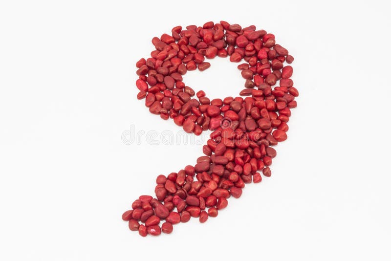 The Number Nine, Made by Red Stones. Stock Image - Image of background ...