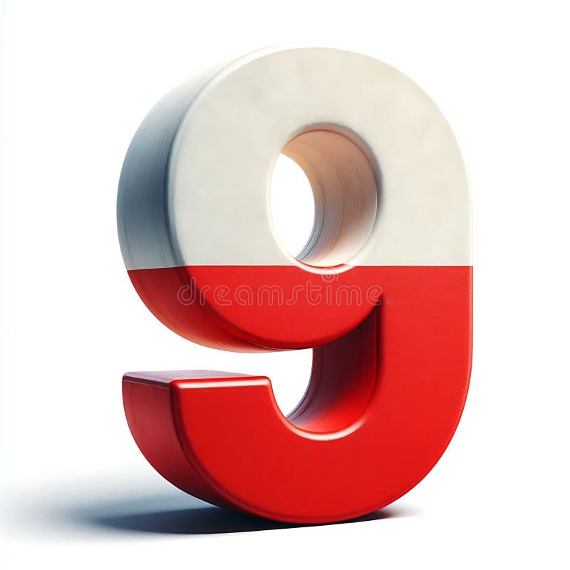 The Number Nine is Made Up of Two Red and White Circles. the Red Circle ...