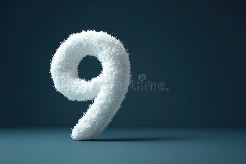 The Number Nine is Made of White Snow Stock Illustration - Illustration ...