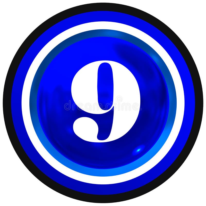 Number Nine Over Blue Bright Sphere with Circles Stock Illustration ...
