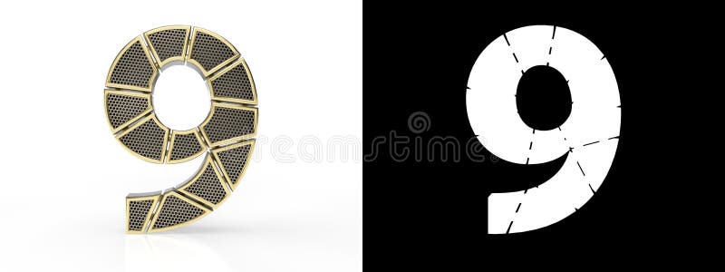 Set of Number Nine Years 9 Years Celebration Design. Anniversary Golden ...