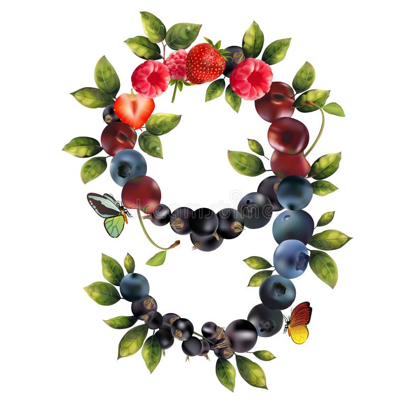 Number Nine of Realistic Berries. Stock Vector - Illustration of ...