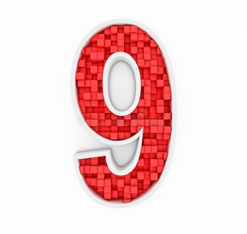 Number nine from red cubes stock illustration. Illustration of ...