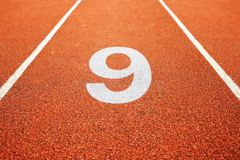 Number Nine on Running Track Stock Image - Image of ground, perspective ...