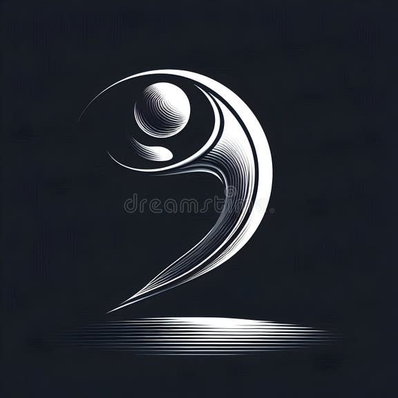 Number Nine Forming from Light Strokes on a Dark Background Stock ...