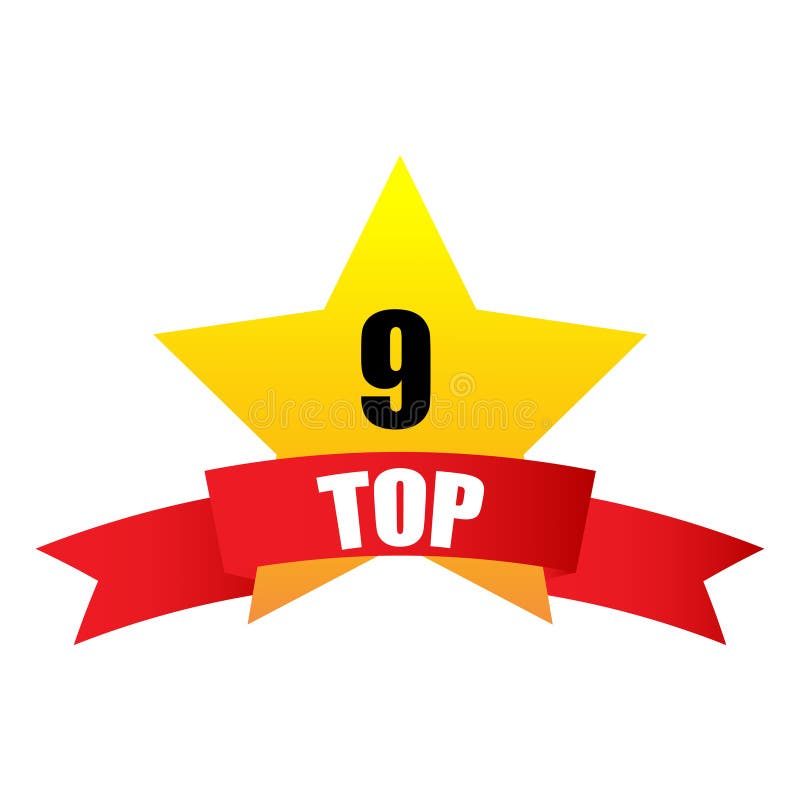 Number Nine Star. Bold 9 Focus. Red Ribbon Design. Yellow Bright Shape ...