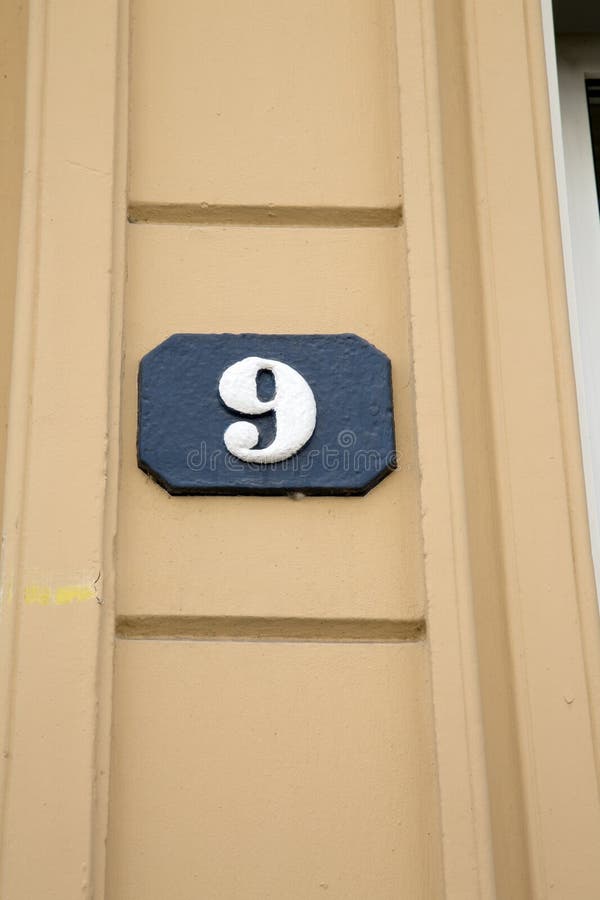 Number Nine on Stone stock photo. Image of sign, housing - 191381924