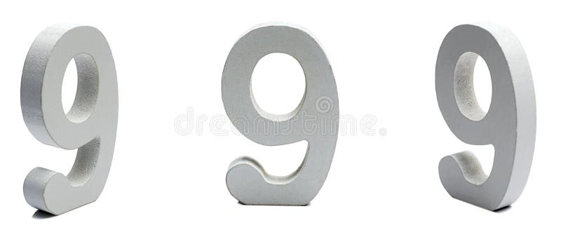 The Number Nine on a White Background at Different Angles Stock Image ...