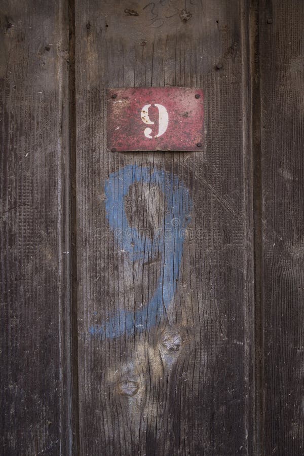 Number Nine on a Wooden Door Stock Image - Image of material, grunge ...