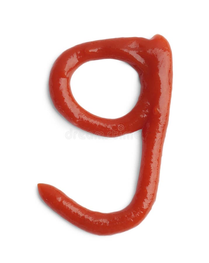 Number Nine Written by Ketchup on White Background Stock Image - Image ...