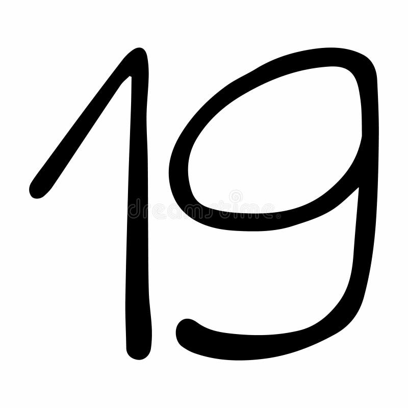 Number Nineteen. Illustration Isolated on a White Background. Vector ...