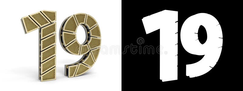 Number Nineteen. Illustration Isolated on a White Background. Vector ...