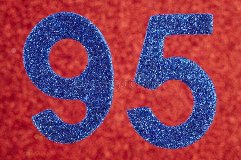 Number Ninety-five Blue Color Over A Red Background. Anniversary Stock ...