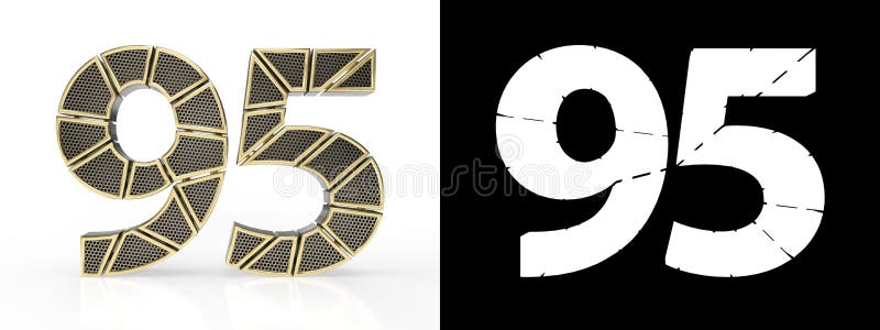 Number Ninety-five Number 95 with Perforated Gold Segments Stock ...