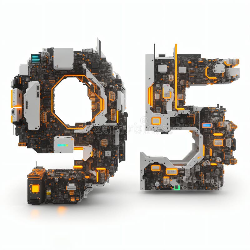 Number Ninety-five Made Out of Technical Components Stock Image - Image ...