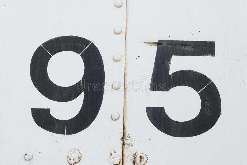 Number 95 Ninety Five White Old Metal Background Texture Stock Image ...