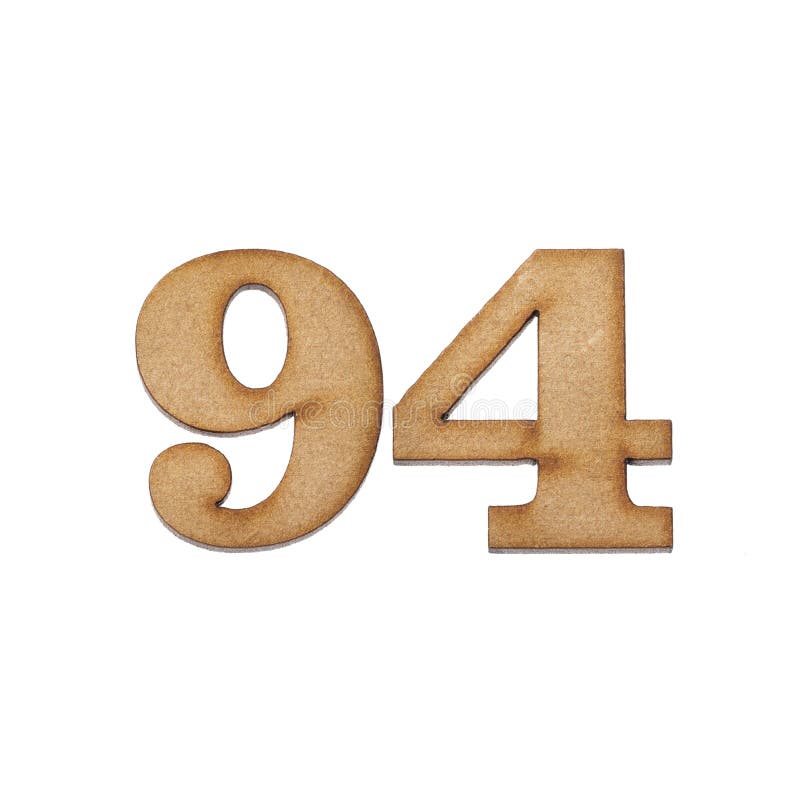 Number Ninety-four, 94 - Piece of Wood Isolated on White Background ...