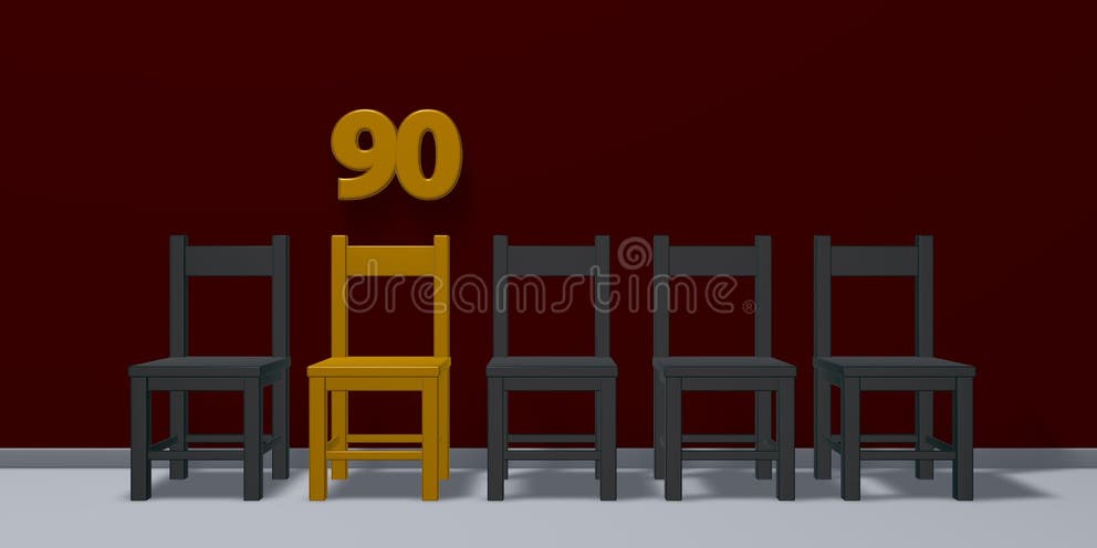 Number Ninety and Row of Chairs Stock Illustration - Illustration of ...