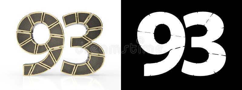 Number Ninety-three Number 93 with Perforated Gold Segments Stock ...