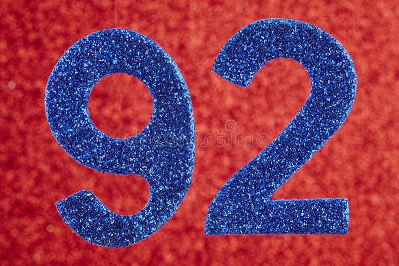Number Ninety-two Blue Color Over a Red Background. Anniversary. Stock ...