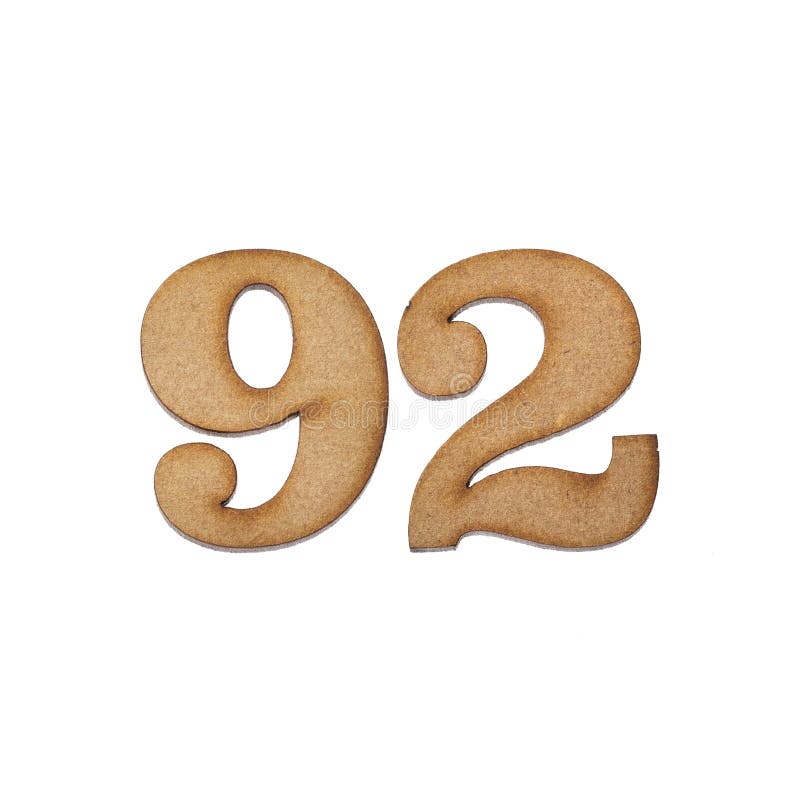 Number Ninety-two, 92 - Piece of Wood Isolated on White Background ...