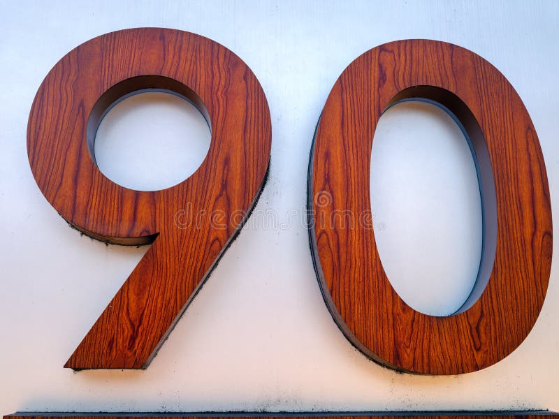 The Number Ninety in Wood Letters on White Background Stock Photo ...