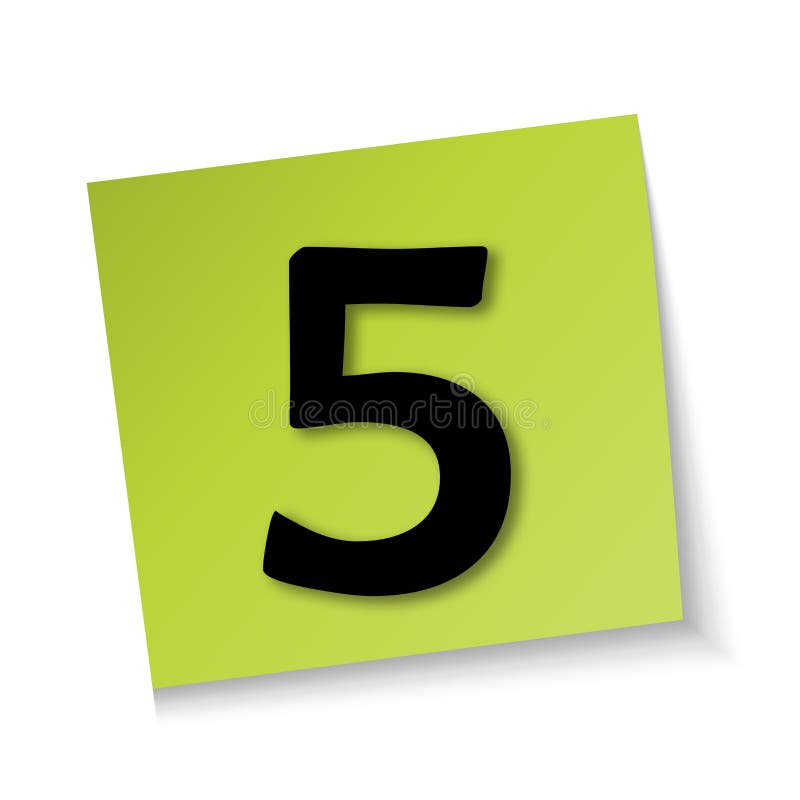 Number 5 on Note Paper Pad Green on White Background,text on Paper ...
