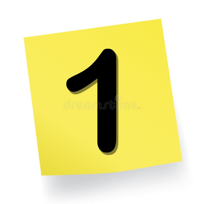 Number 1 on Note Paper Pad Yellow on White Background,text on Paper ...