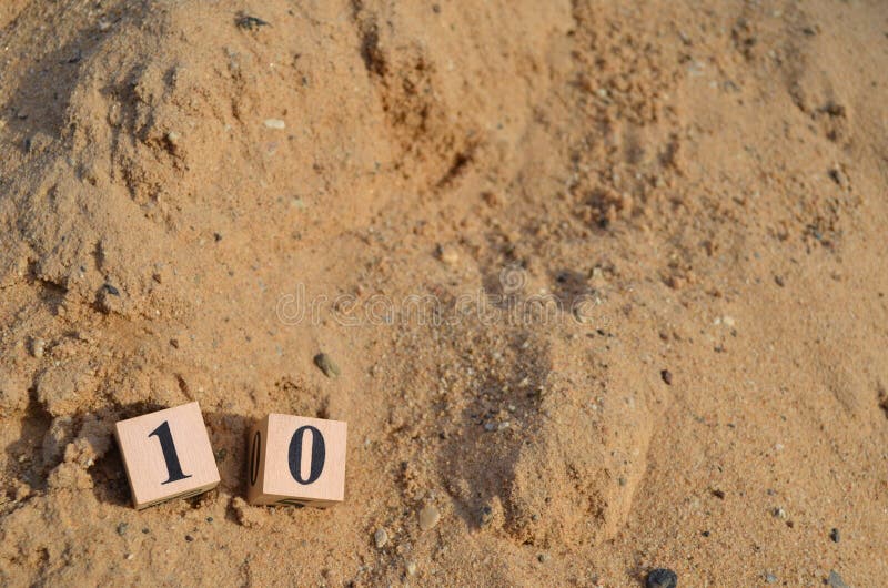 Number 10, Number Cube in Natural Concept2 Stock Image - Image of date ...