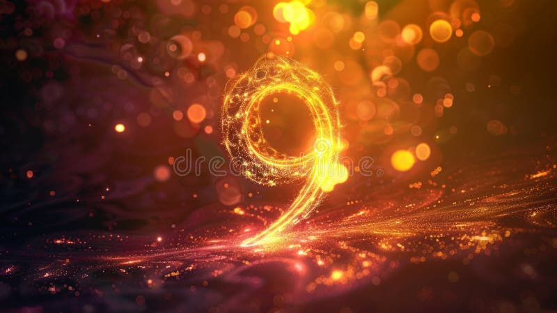 Number 9 in Numerology. Ethereal Number Nine on Rays of Mystical Light ...