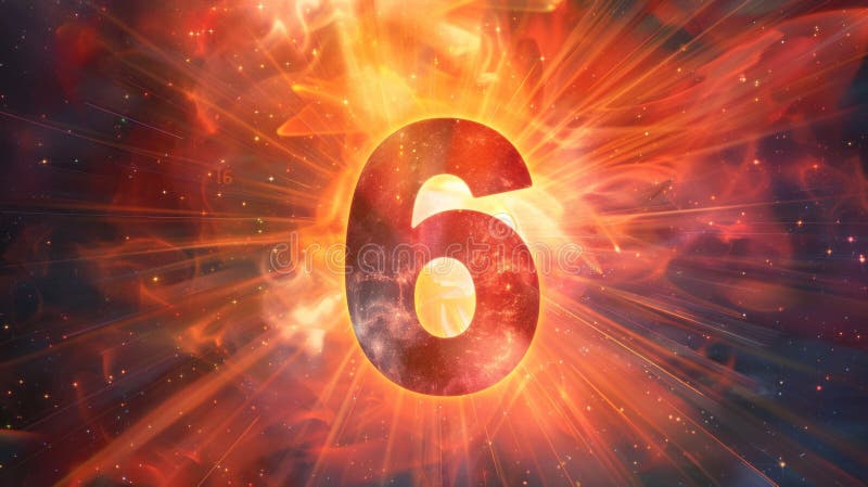 Number 6 in Numerology. Ethereal Number Six on Rays of Mystical Light ...
