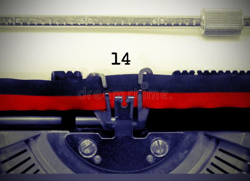 14 Number by the Old Typewriter on White Paper Stock Image - Image of ...
