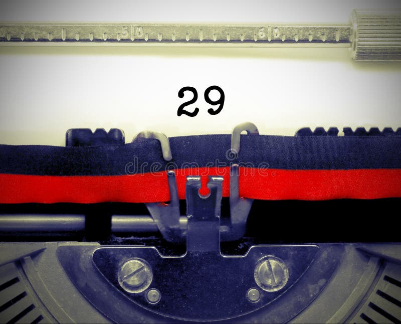 29 Number by the Old Typewriter on White Paper Stock Photo - Image of ...